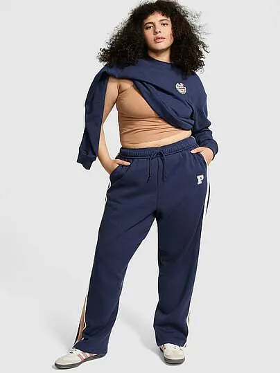 Pink Campus Fleece Straight-leg Sweatpants