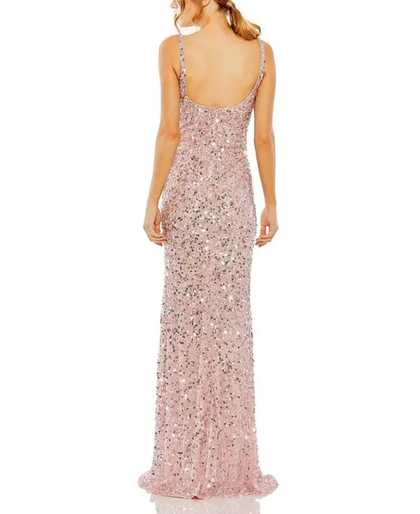 Mac Duggal Sequined Low Back Slip Gown - Pink