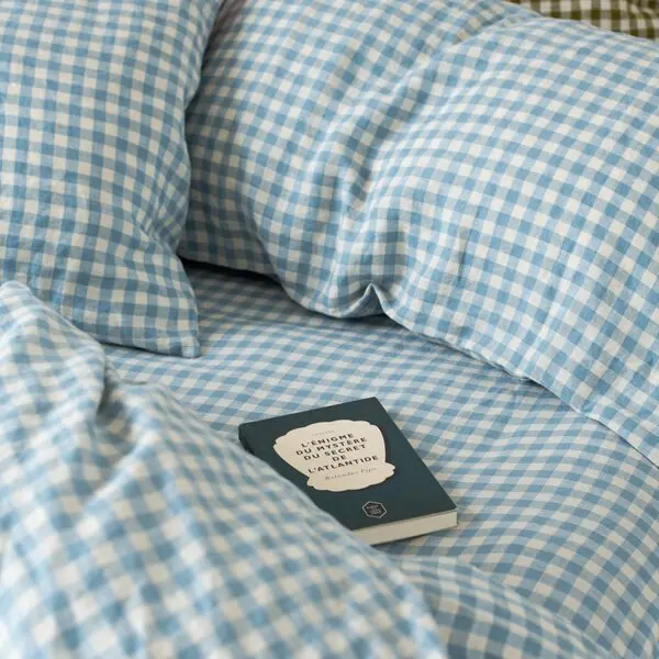 PIGLET IN BED Gingham Linen Fitted Sheet