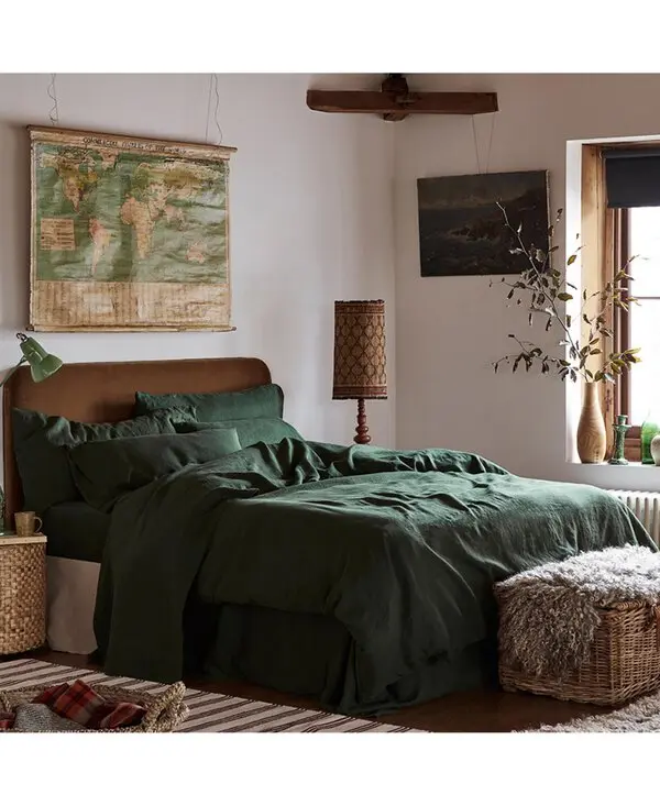 PIGLET IN BED Linen Blend Duvet Cover - Fern Green