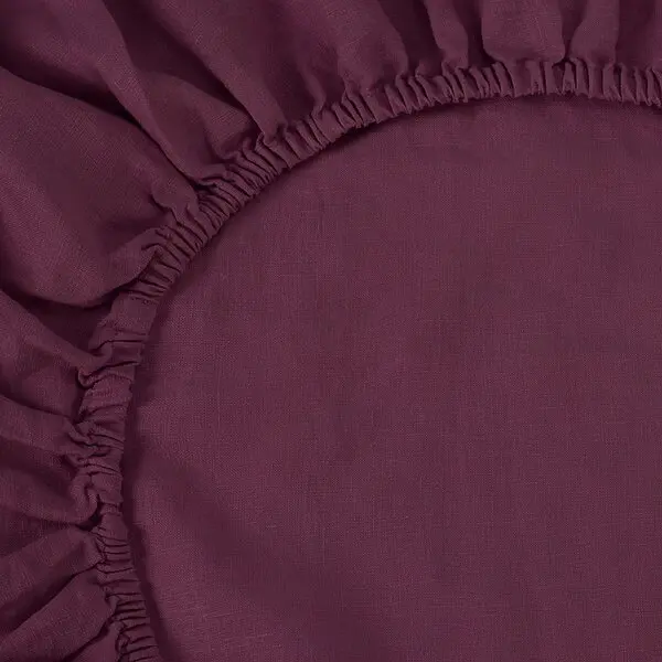 PIGLET IN BED Linen Blend Fitted Sheet - Berry