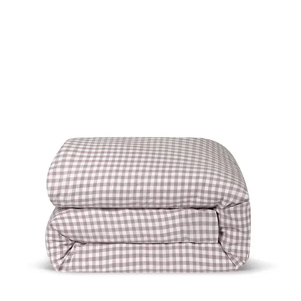 PIGLET IN BED Gingham Linen Blend Duvet Cover - Elderberry Gingham
