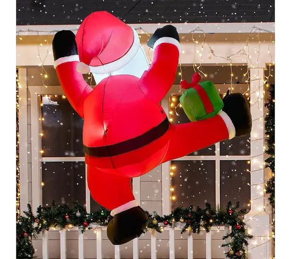 SYNCFUN 6ft Tall Christmas Inflatable Climbing Santa