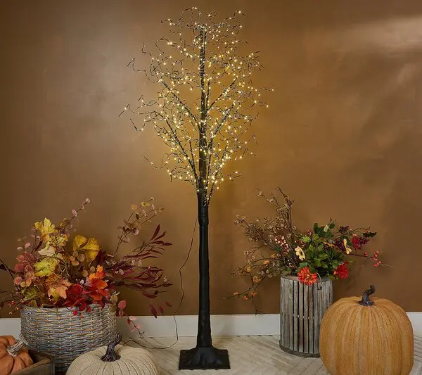 VALERIE PARR HILL As Is 5'indoor/outdoor Illuminated Birch Treeby Valerie - One-color