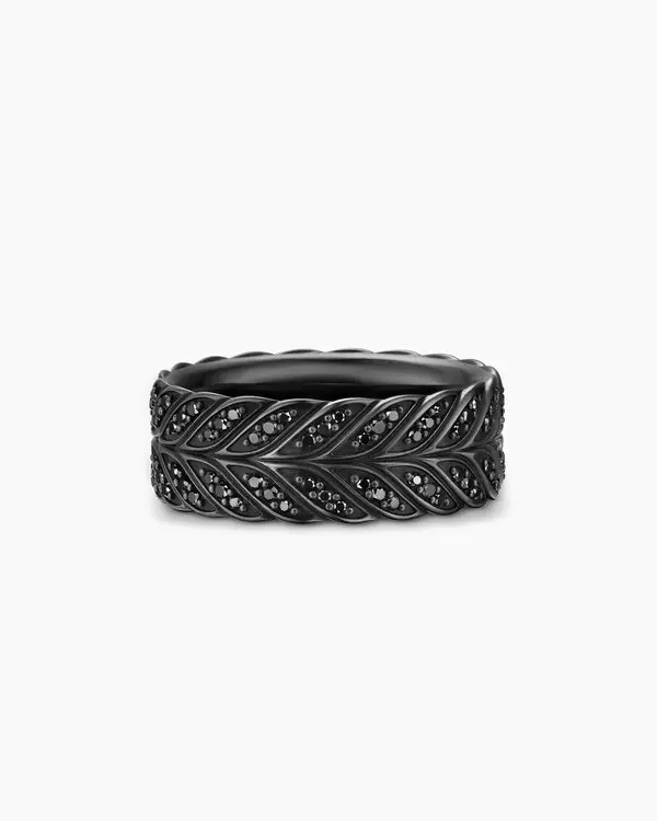 David Yurman Chevron Pavé Band Ring - Black Diamond