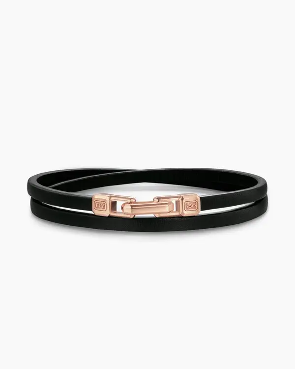 David Yurman Streamline® Double Wrap Bracelet - Black Leather