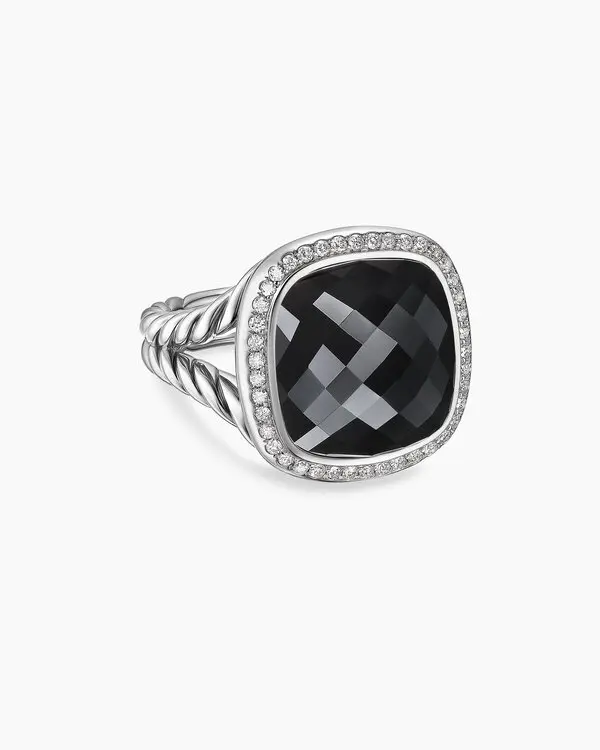 David Yurman Albion Ring In Sterling Silver With And Diamonds - Black Onyx