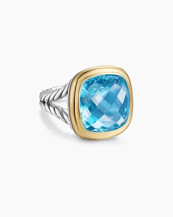 David Yurman Albion Ring In Sterling Silver And 18k Yellow Gold With Gemstone - Blue Topaz