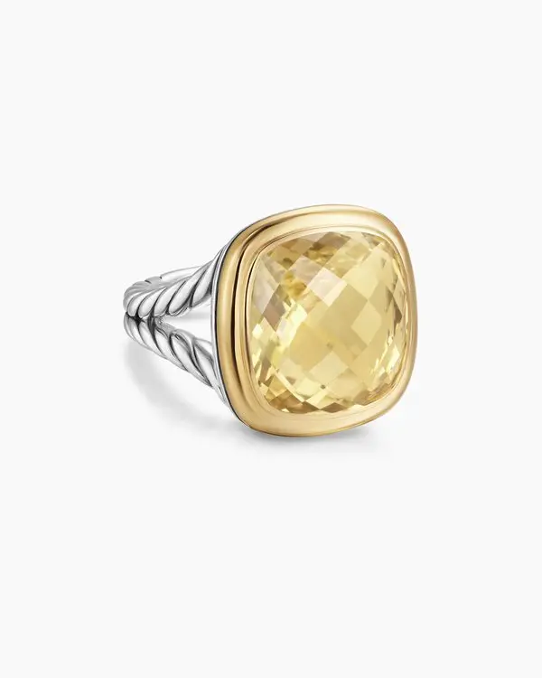 David Yurman Albion Ring In Sterling Silver And 18k Yellow Gold With Gemstone - Champagne Citrine