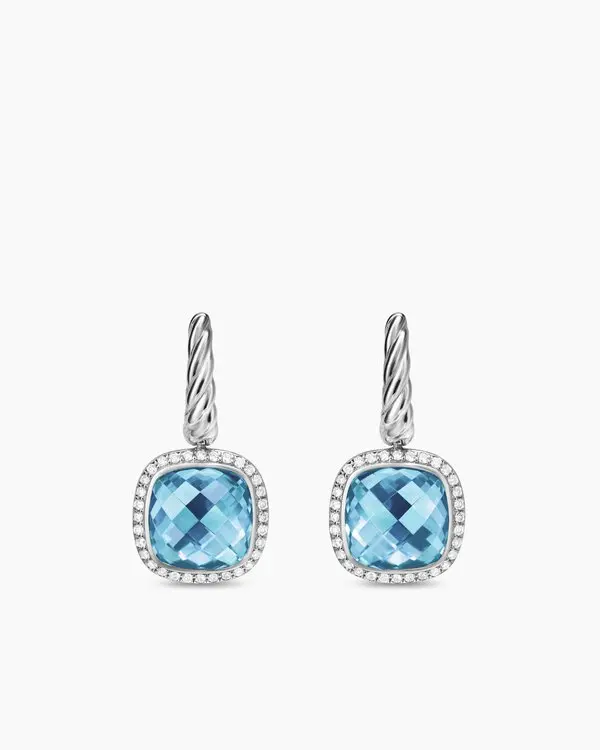 David Yurman Albion Drop Earrings With And Diamonds - Blue Topaz