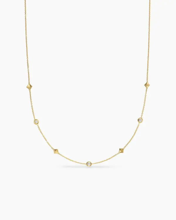 David Yurman 18k Yellow Gold Pyramid Station Necklace - Diamond