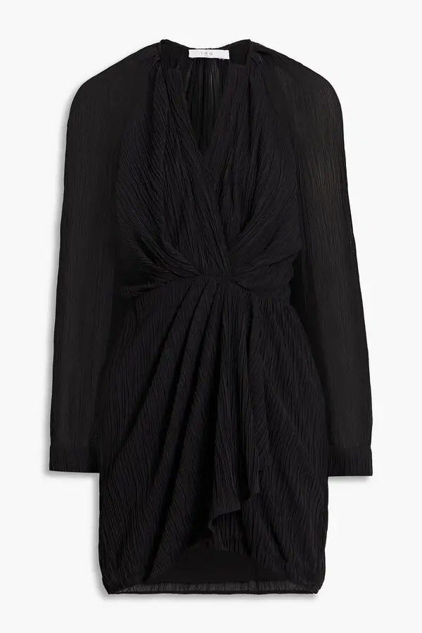 IRO PARIS Alvina Wrap-effect Plissé Tulle Mini Dress