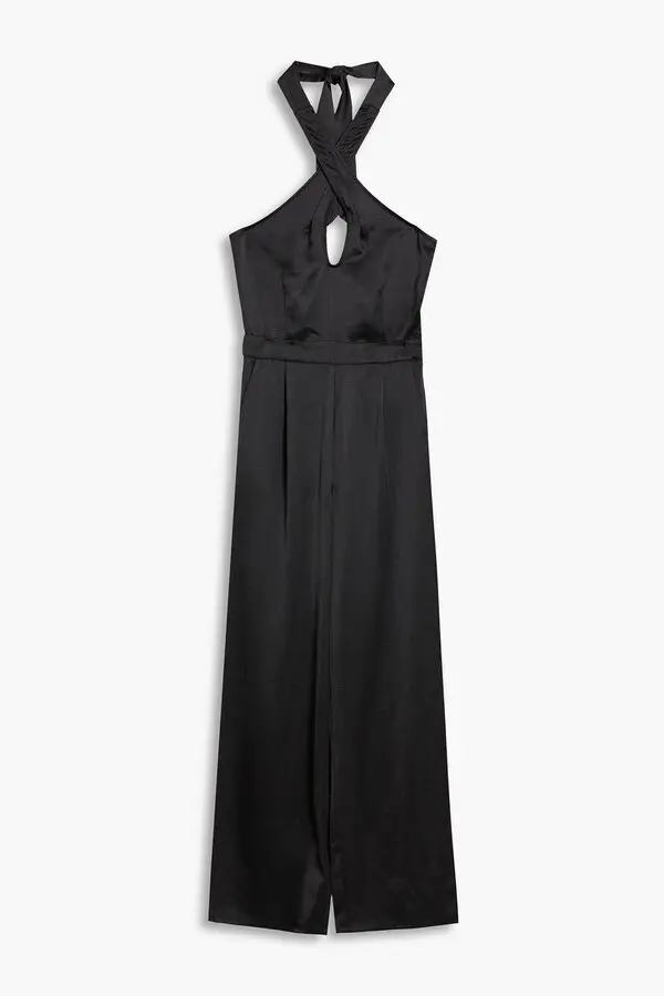 Paige Almara Pleated Satin Jumpsuit - Black