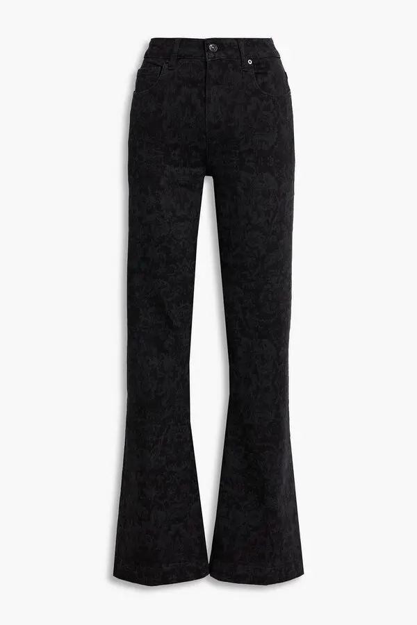 Paige Leenah Printed Wide-leg Jeans - Black