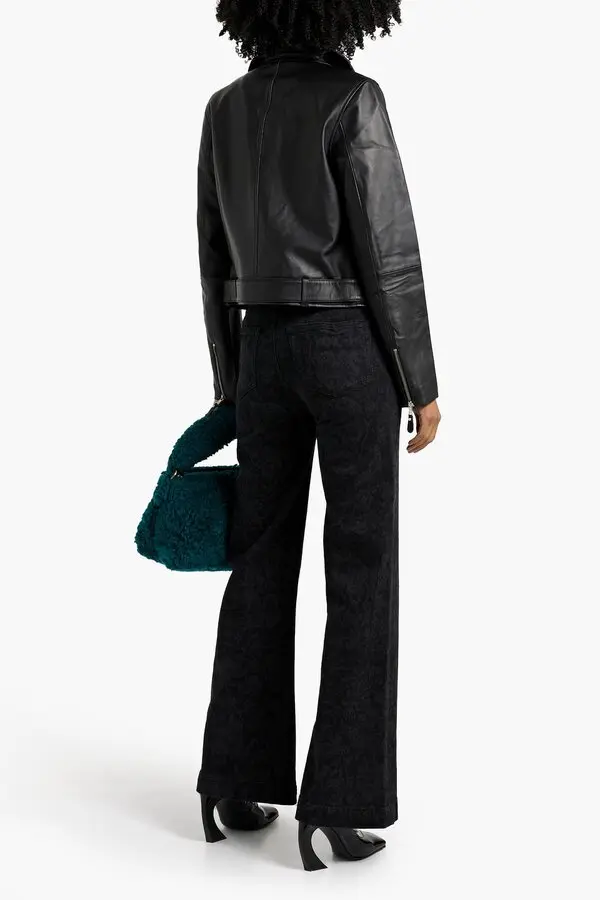 Paige Leenah Printed Wide-leg Jeans - Black