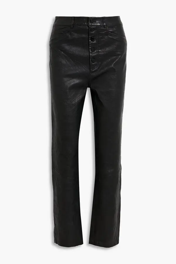 Paige Stella Leather Straight-leg Pants