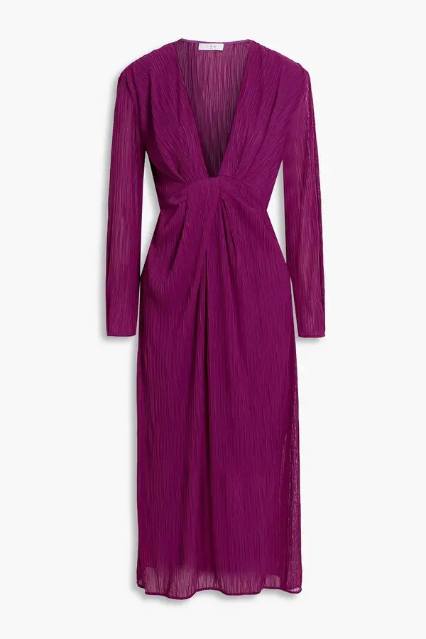 IRO PARIS Alofi Plissé Mesh Midi Dress