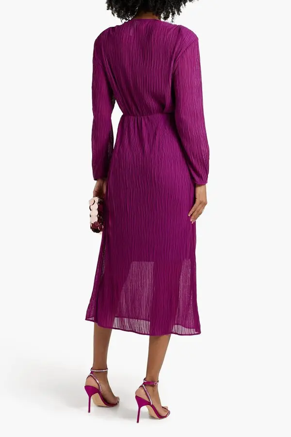 IRO PARIS Alofi Plissé Mesh Midi Dress