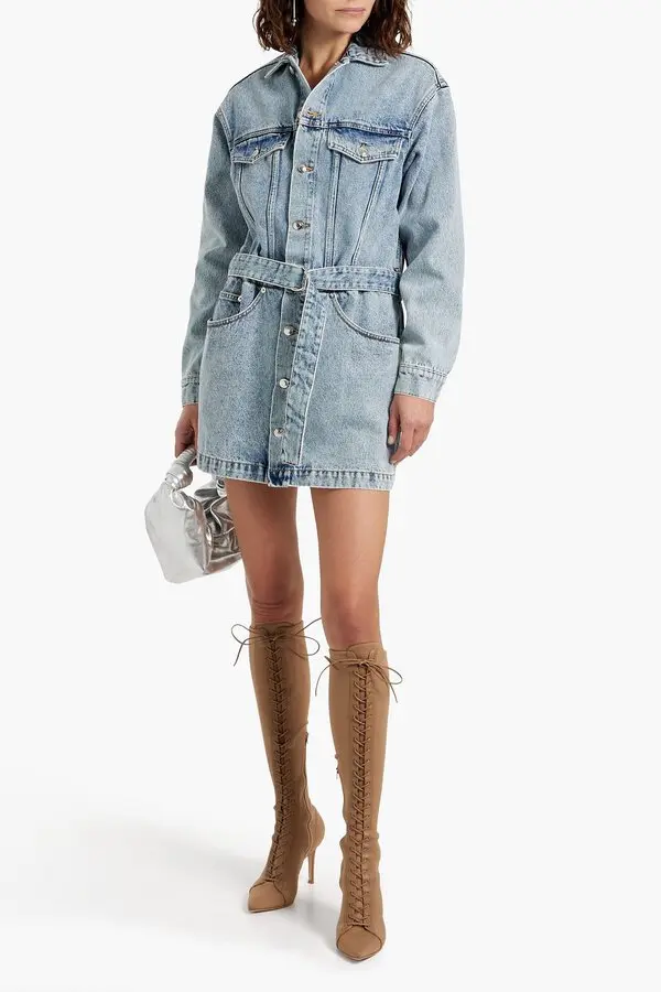 IRO PARIS Glacian Belted Denim Mini Dress