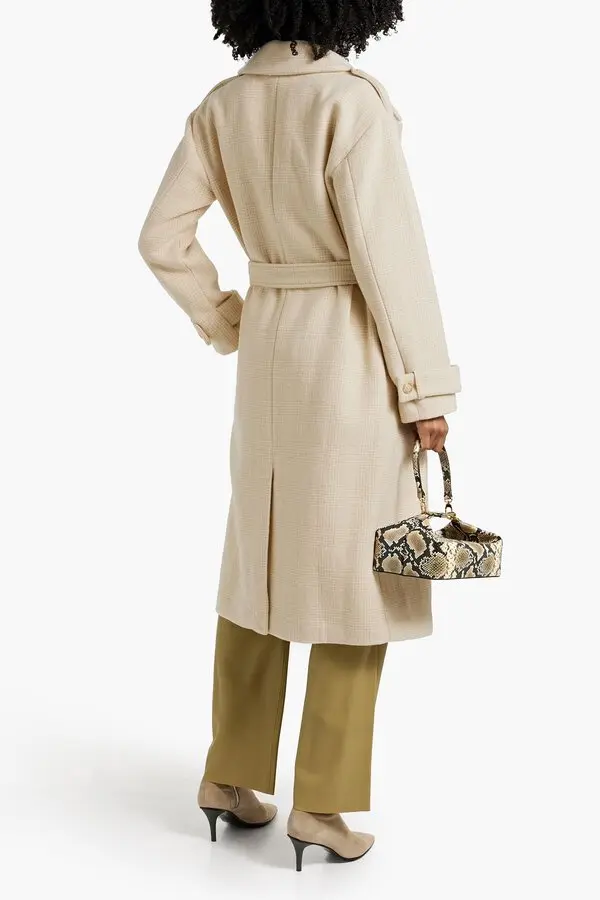 Paige Derenne Belted Prince Of Wales Checked Coat