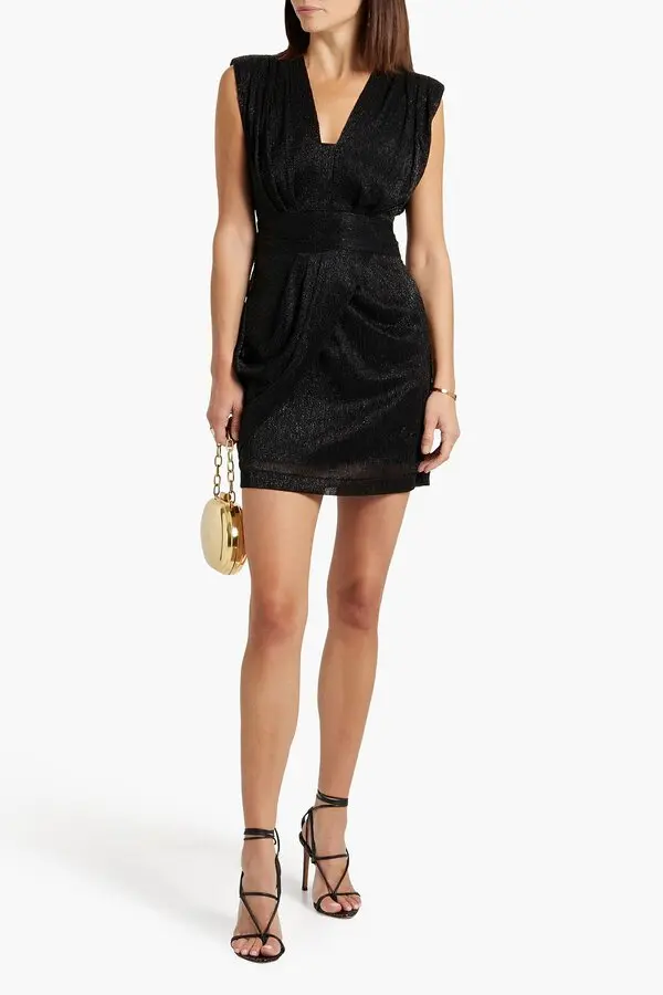 IRO PARIS Niara Draped Metallic Mini Dress