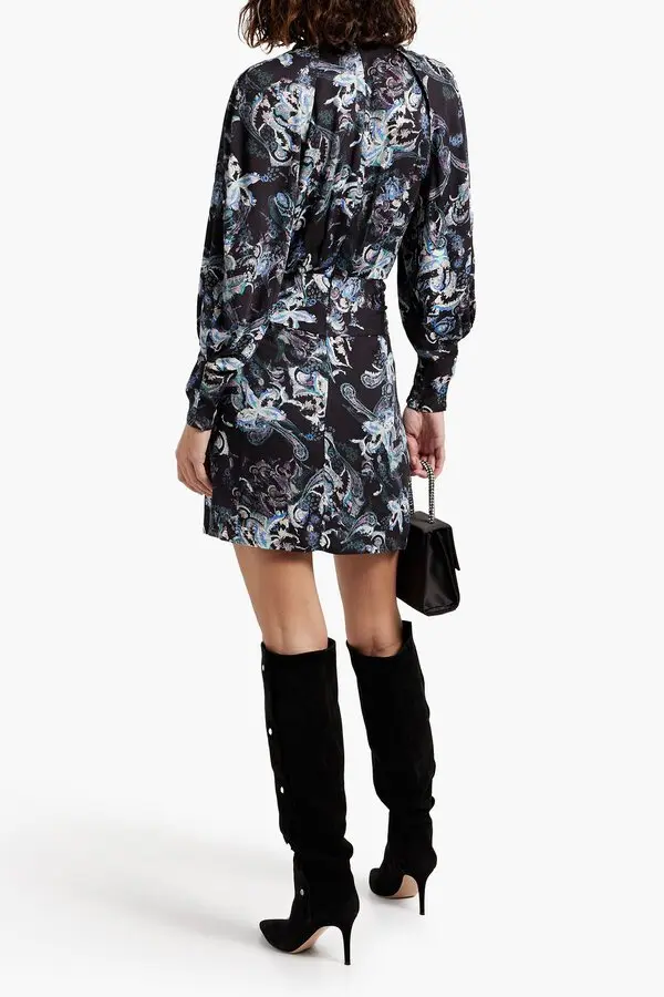 IRO PARIS Camolla Wrap-effect Printed Twill Mini Dress