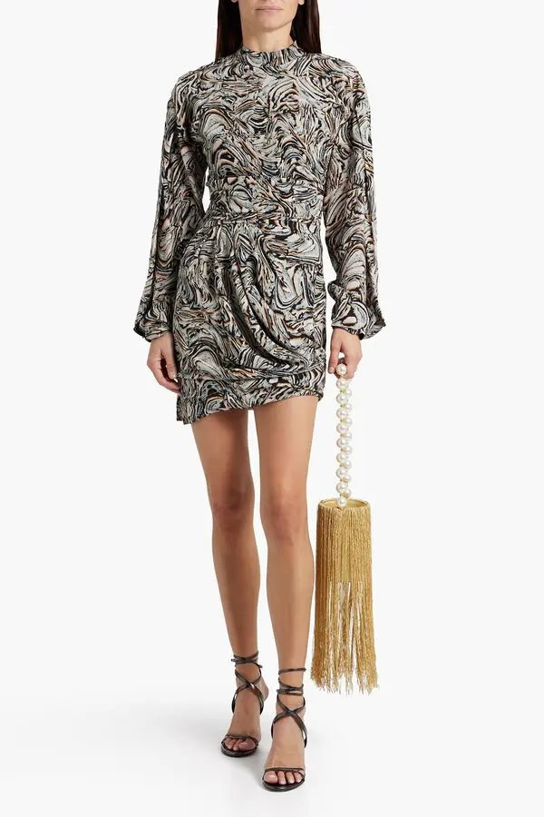 IRO PARIS Francia Printed Silk-crepe Mini Dress