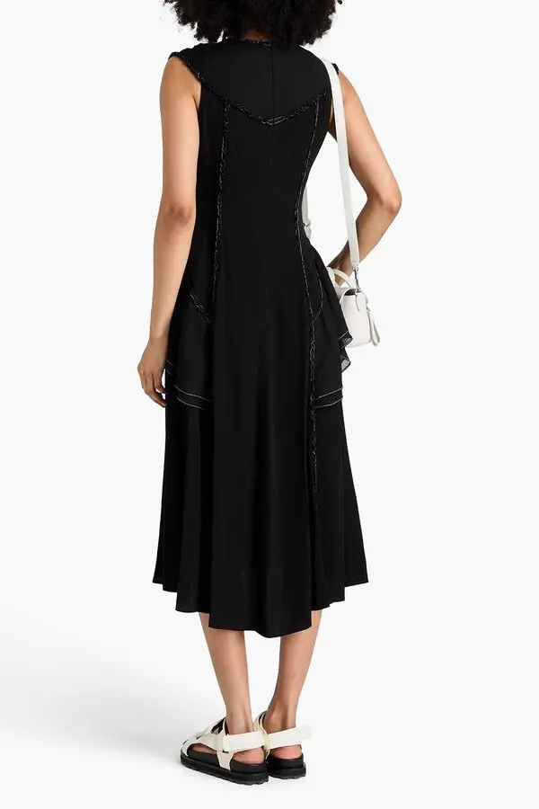 3.1 Phillip Lim Ruffled Topstitched Crepon Midi Dress
