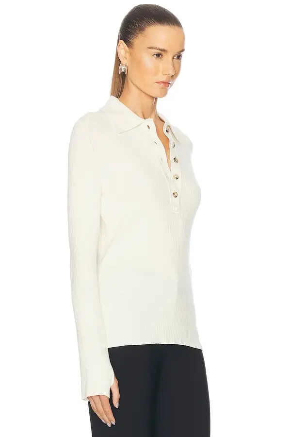 COURREGES Multi-buttons Light Wool Polo Top