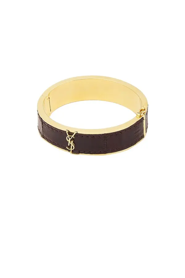 Saint Laurent Lizard Bangle - Scotch Brown & Dark Scotch Brown