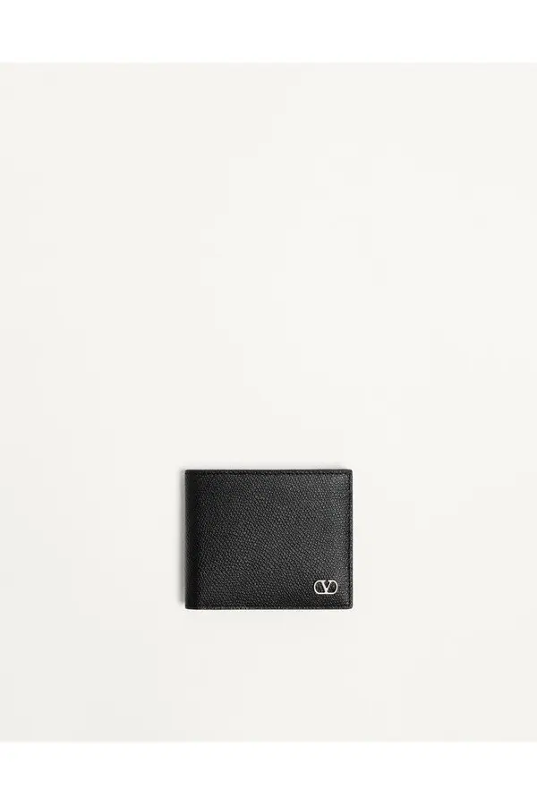 Valentino Garavani Vlogo Signature Grainy Calfskin Wallet - Black
