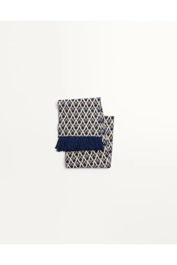 Valentino Garavani Toute La V Knitted Wool Scarf - Navy