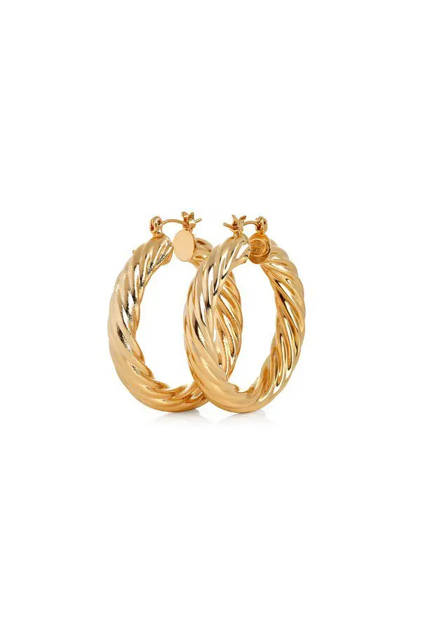 KENNETH JAY LANE Twist Rope Hoop Earrings - Gold