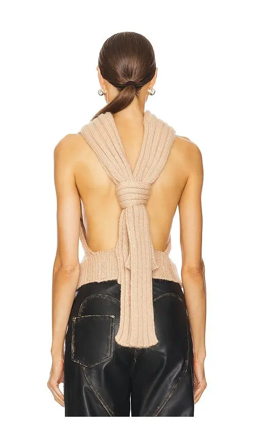 AREA Sleeveless Twisted Top - Beige
