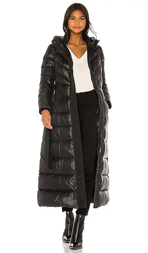 Mackage Long Down Puffer Coat With Hood And Belt