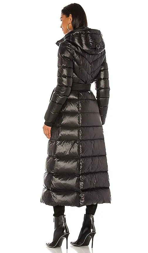 Mackage Long Down Puffer Coat With Hood And Belt