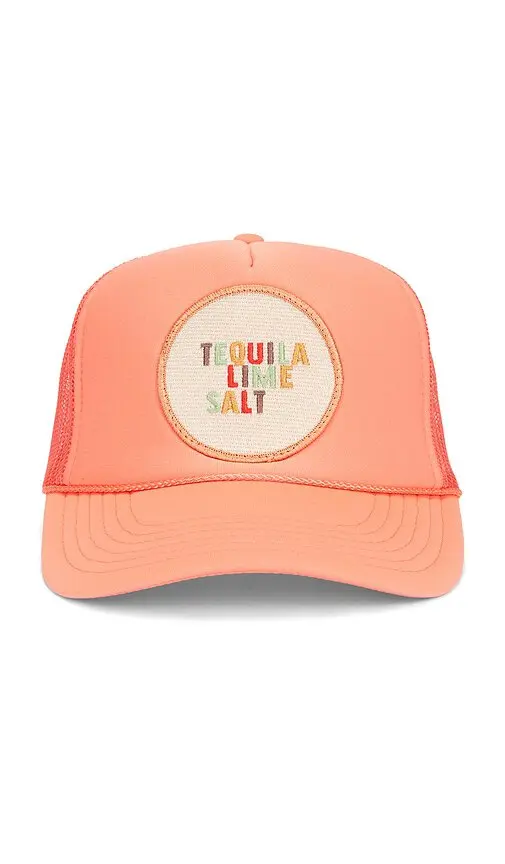 FRIDAY FEELIN Tequila Lime Salt Trucker Hat - Coral