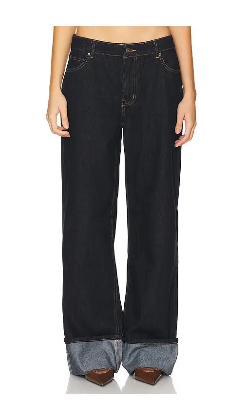 Lioness Top Model Cuffed Jeans - Dark Denim