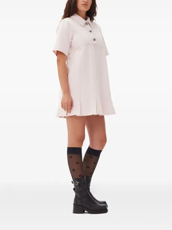GANNI Pleat-hem Denim Mini Dress