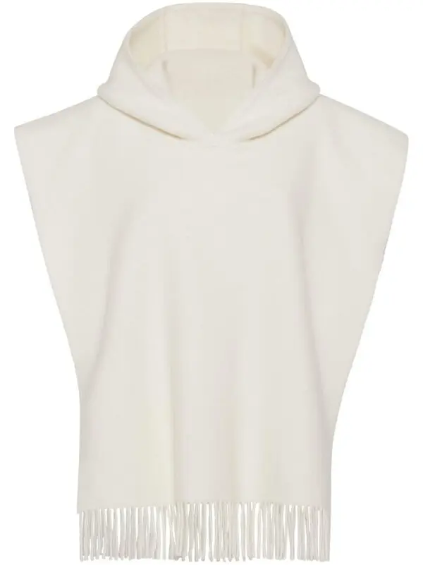 Brunello Cucinelli Fringed Cape - White
