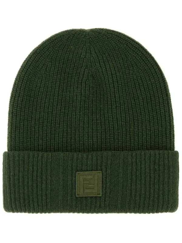 Fendi Logo-patch Beanie - Green