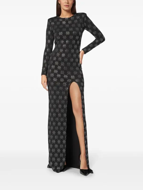 Philipp Plein Monogram Embellished Long Dress