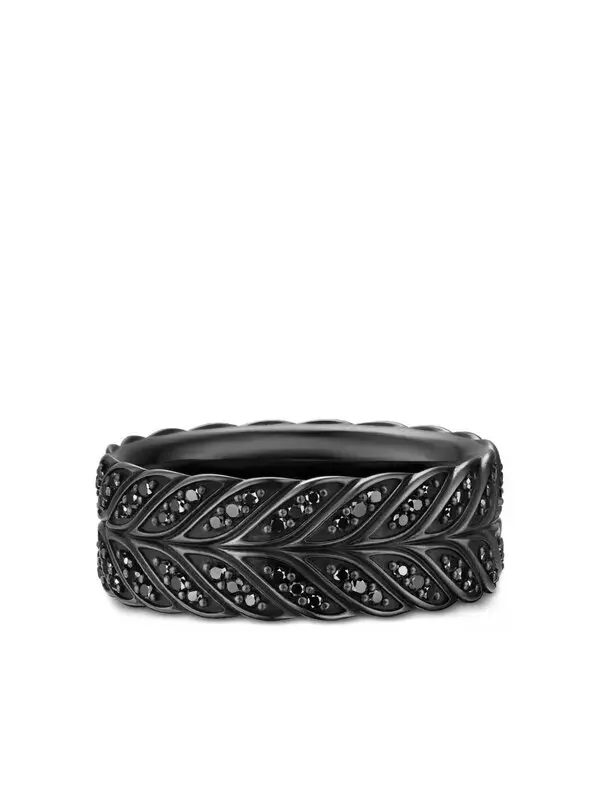 David Yurman Chevron Pavé Diamond Band Ring - Black