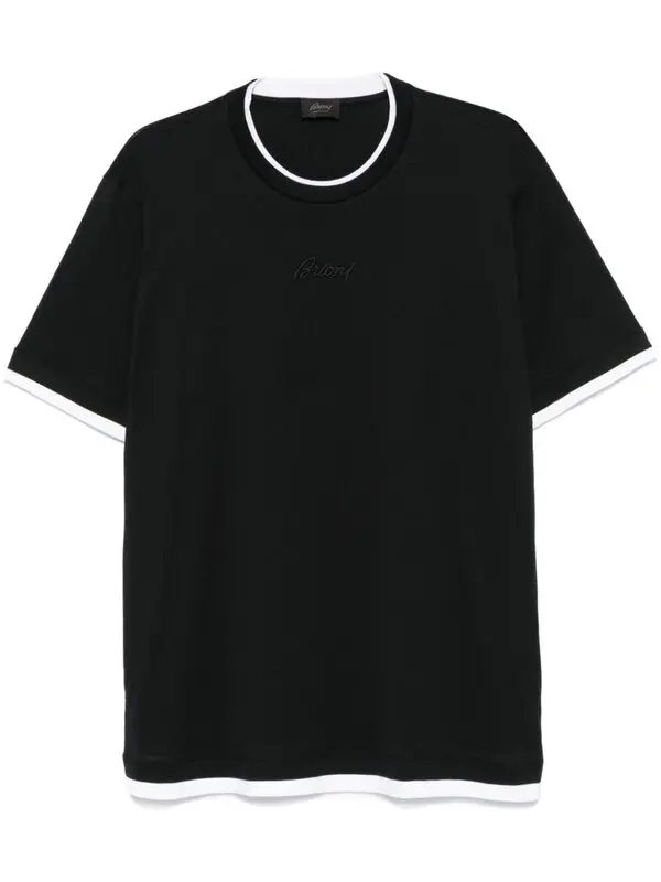 Brioni Logo-embroidered T-shirt - Black