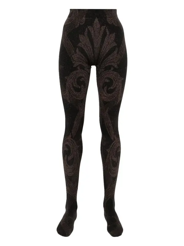 Wolford X Etro Metallic-threading Jacquard Tights - Black