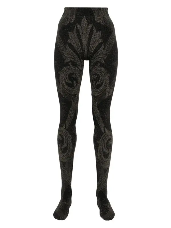 Wolford X Etro Metallic-threading Jacquard Tights - Black