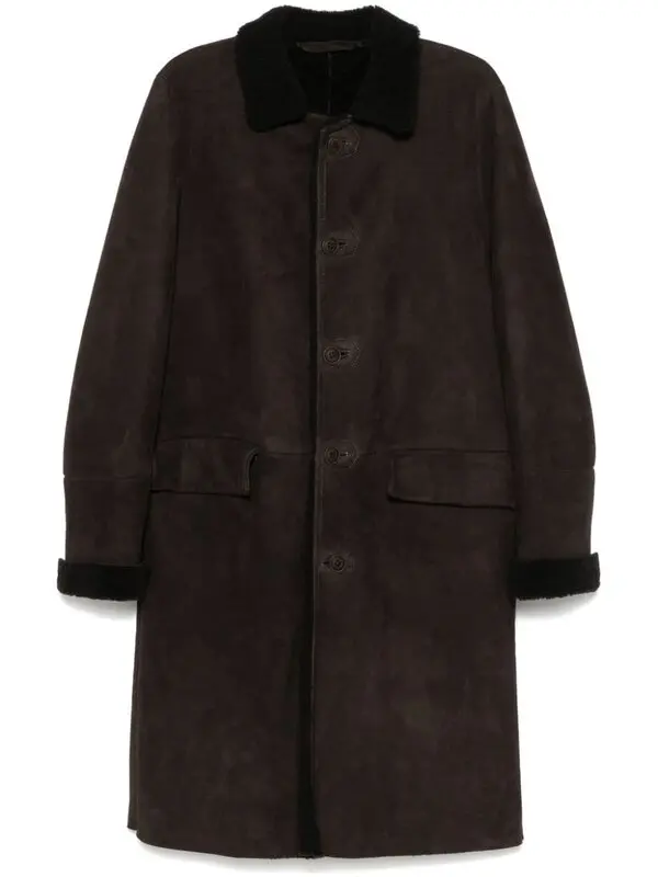 SALVATORE SANTORO Suede Coat With Faux Fur Collar