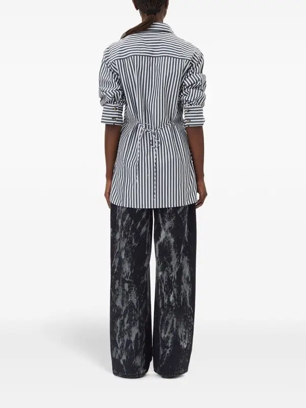 GANNI Striped Poplin Shirt - Black