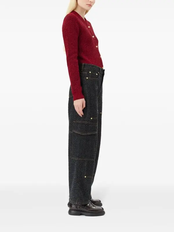 GANNI Buttoned Long Sleeve Cardigan - Red