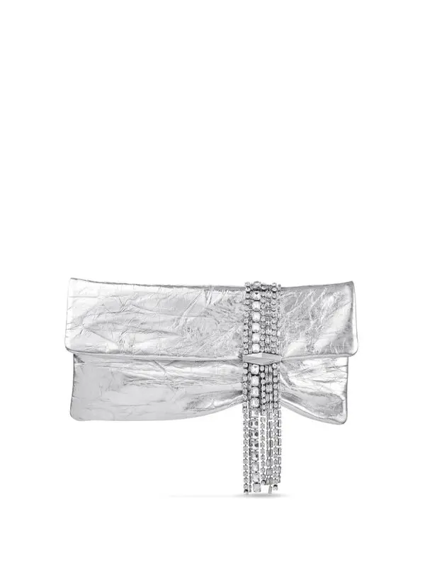 JIMMY CHOO Zandra Metallic Leather Clutch - Silver
